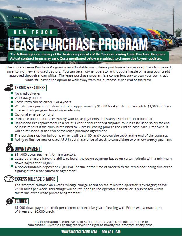 Compare Semi-Truck Leasing & Lease Purchasing | Prime, Inc.